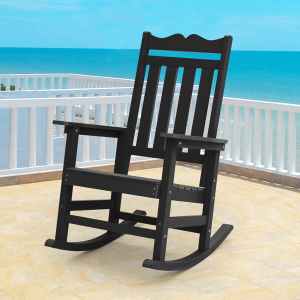 Winston Porter Joyceann Rocking Chair Plastic Single Rocking Chairs All-Weather Resin Lounge ...